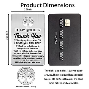 Mhfpl To My Brother Wallet Card, Engraved Metal Wallet Insert Card for Brother, Thank You Gifts for Brother From Bro Sister, Graduation Birthday Thanksgiving Wedding Christmas Gifts for Brother