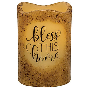 CWI Gifts Bless This Home Battery Operated Timer Pillar, Multi