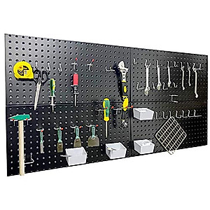 Wallmaster 8-Bin Storage Bins Garage Rack System & 48pcs Pegboard Hooks Set Pegboard Tool Organizer