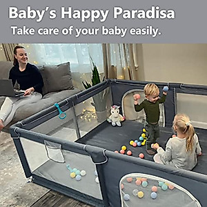 Extra Large Baby Playpen, Play Pens for Babies and Toddlers (71x59x26inch), Sturdy Baby Play Yards, Kids Activity Center with Ocean Balls, Baby Fence with Breathable Mesh