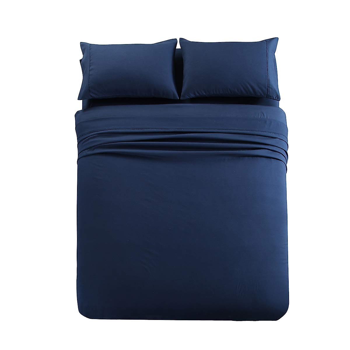 JML Bed Sheet, Queen Sheet Set 4-Piece 3000 Thread Count Microfiber Bed Sheet Set Deep Pocket Up to 14" - Soft Wrinkle & Fade Resistant, Hypoallergenic Luxury Bedding Set, Navy