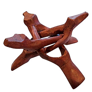 Cobra Stand 6" Bulk Wholesale Wood Display Stand, Crystal Ball, Abalone Shell Stand, Artisan Hand Carved, Stained Wooden 3 Leg Tripod Base Holder for Shells, Wicca, Reiki, Earthy Decor Display, (6)