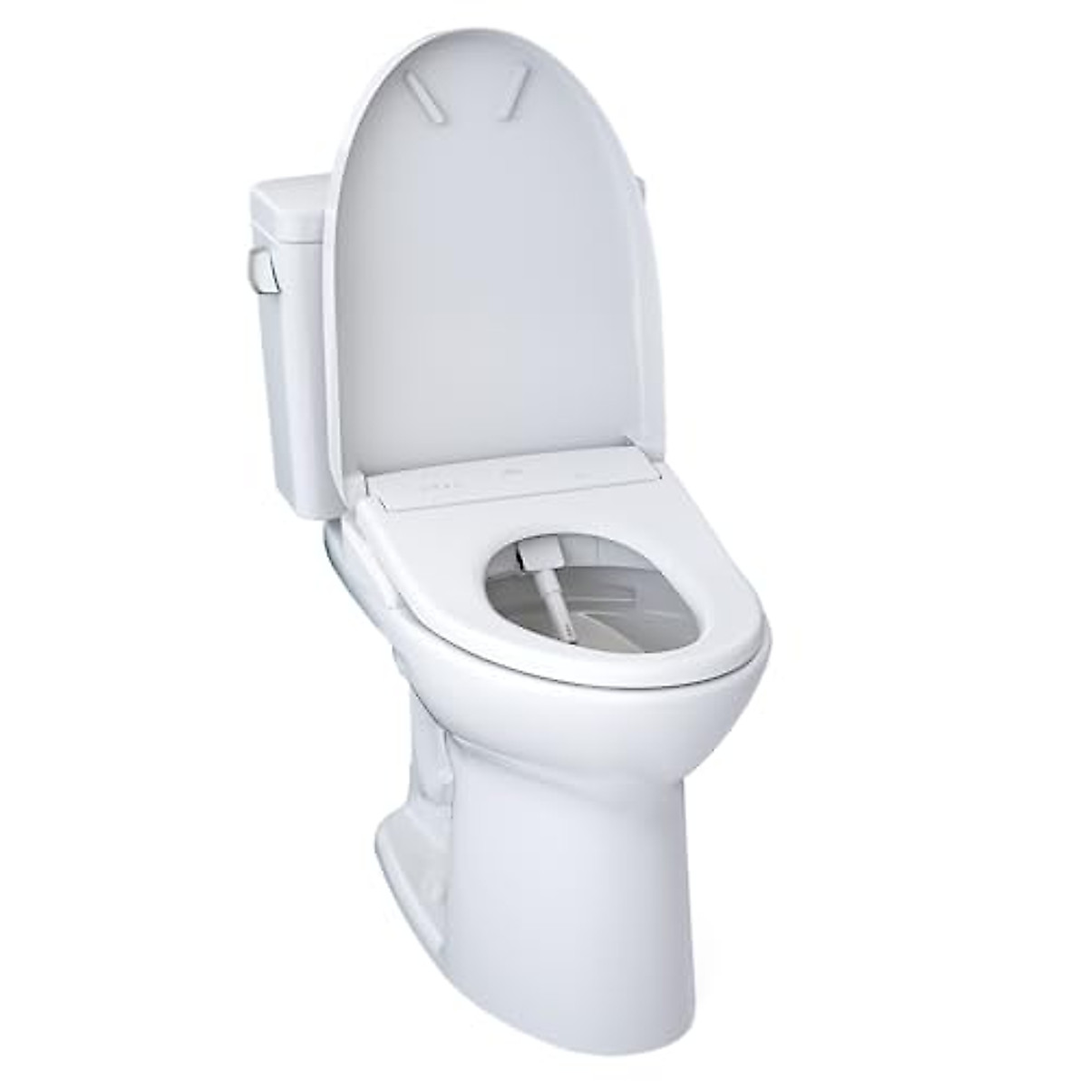 TOTO Drake WASHLET+ Two-Piece Elongated 1.6 GPF Universal Height TORNADO FLUSH Toilet with S7 Contemporary Bidet Seat, 10 Inch Rough-In, Cotton White - MW7764726CSFG.10#01