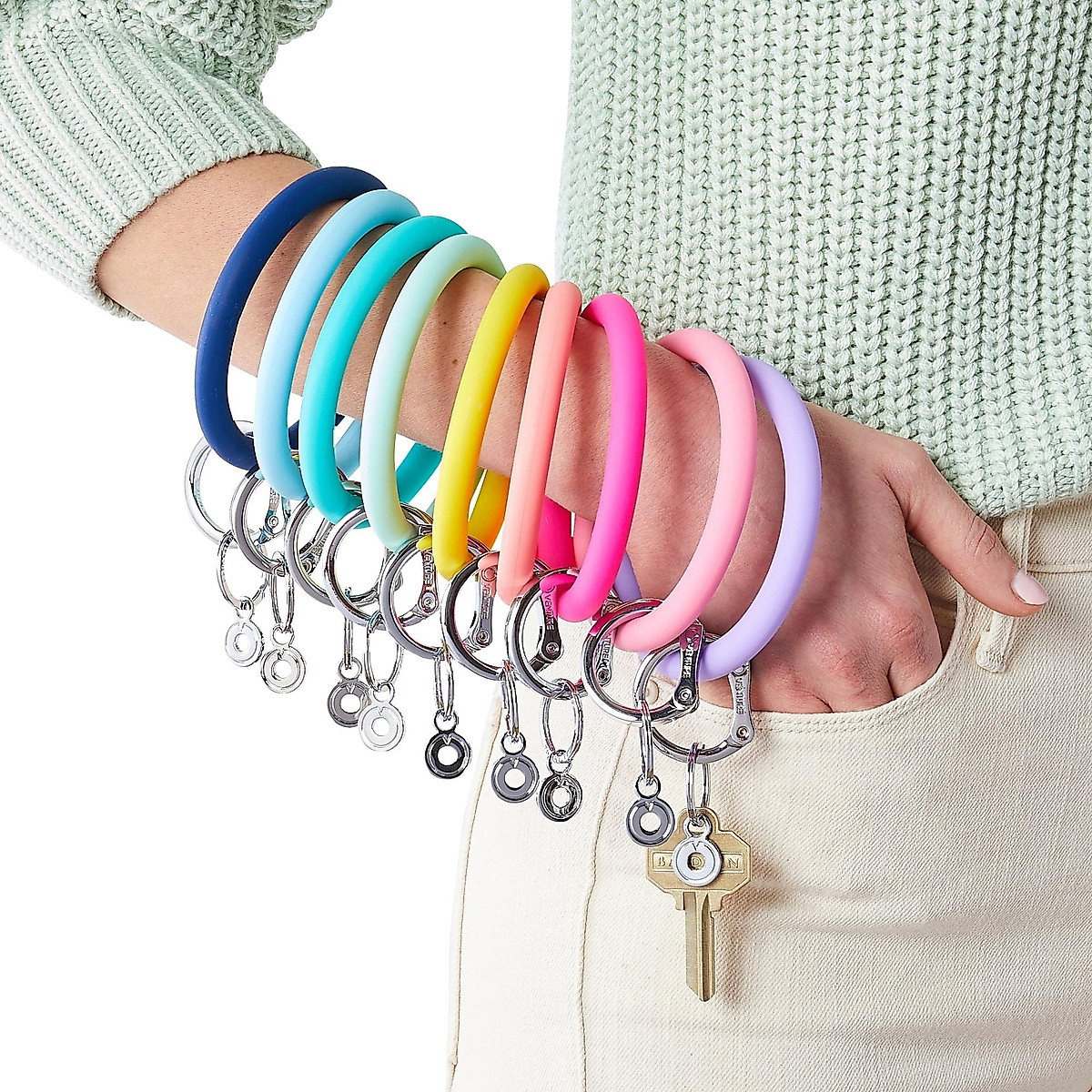 Oventure, The Original Bracelet Keychain, Silicone Big O Key Ring - Gold Rush Confetti