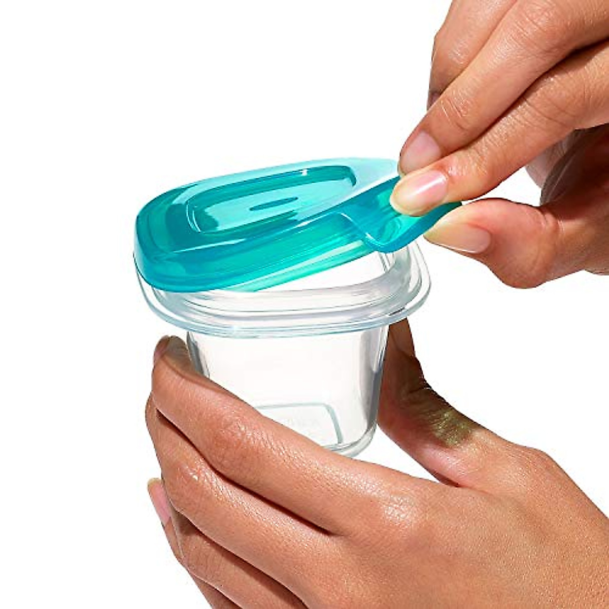 OXO Tot Silicone Baby Food Storage Containers, Teal, Set of Six 2oz Containers