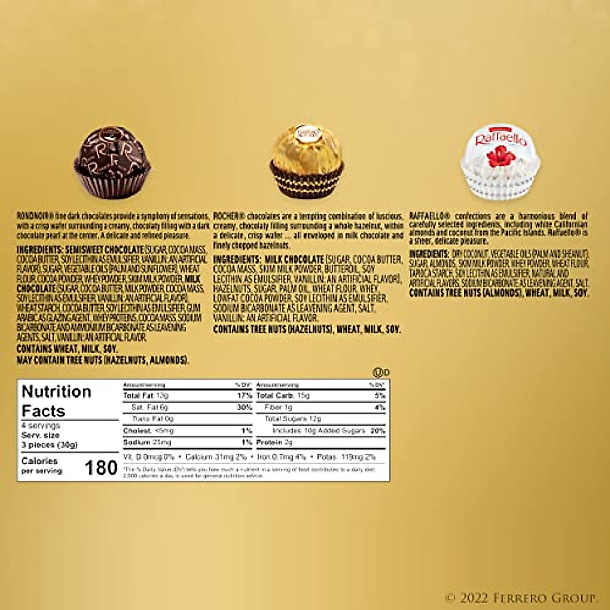 Ferrero Collection Premium Gourmet Assorted Hazelnut Milk Chocolate, Dark Chocolate And Coconut, Mother's Day Gift, 4.6 oz, 12 Count