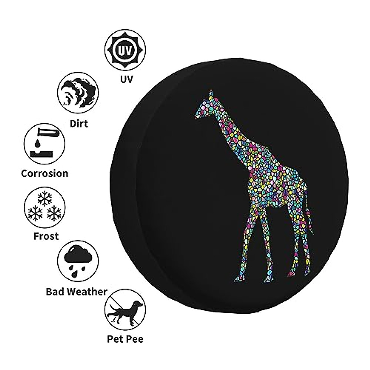 Colorful Landscape Giraffe Funny Tire Cover Universal Fit Spare Tire Protector for Truck, SUV, Trailer, Camper, Rv