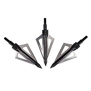 Hunting Broadheads, 12PK 3 Blades Archery Broadheads 100 Grain Screw-in Arrow Heads Arrow Tips for Crossbow and Compound Bow Black(Pack of 12)