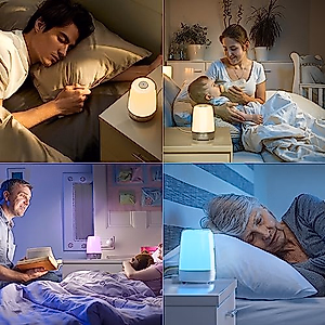 Vicsoon Sunrise Alarm Clock, Night Light Wake up Light with Sunrise Simulation, Dimmable Touch Bedsides Lamp 6 RGB Colors 5 Nature Sounds for Bedrooms