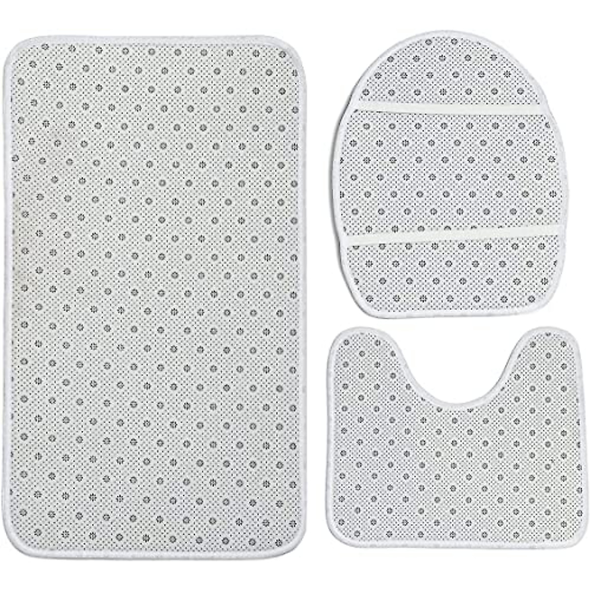 Habilboi 3 Pieces Bathroom Mat Bath Mat Set Blue Plant 20x32inch Non-Slip Bathroom Decor Doormat Runner Rugs,U-Shaped Toilet Floor Mats,Toilet Seat Cover