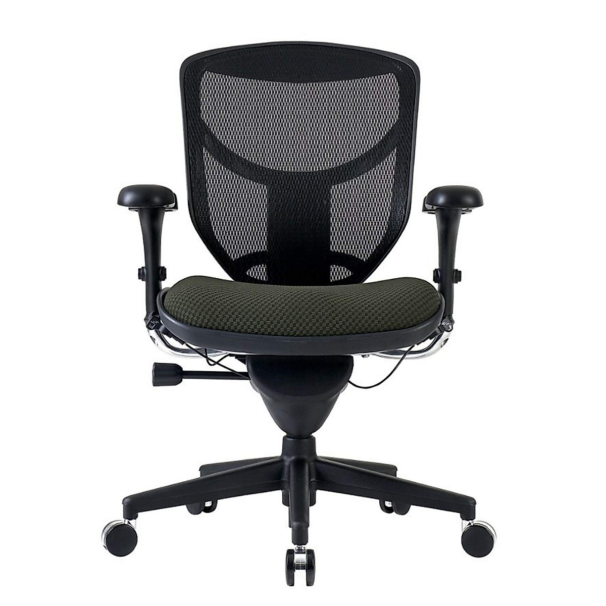Workpro™ - Chair - Quantum 9000 Series Mid-Back Mesh/fabric Chair Black/olive - 43-3/4" H x 29-1/2" W x 28" D - 28" x 29