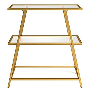 Yair 36'' Tall Rectangular Bookcase in Brass