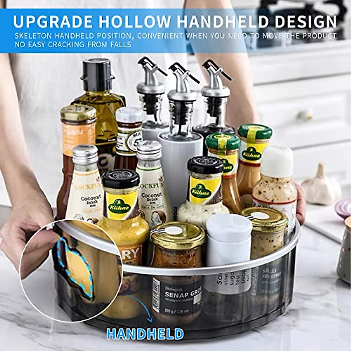 UNIFULL 2 Pack Clear Lazy Susan Turntable Organizer (11.7 Inch & 9"), Plastic Rotating Tray Home Edit Lazy Susan Spice Rack Cabinet Organizer for Pantry Countertop Kitchen Fridge Bathroom