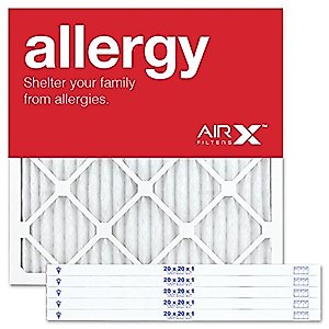 AIRx ALLERGY 20x20x1 MERV 11 Pleated Air Filter - Made in the USA - Box of 6 , White