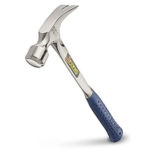 Estwing E3‐22S 22 oz Straight Claw Hammer with Smooth Face & Shock Reduction Grip, Silver