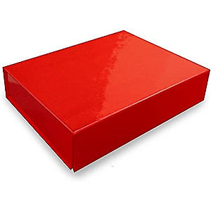 Purple Q Crafts 5 Pack Red Hard Gift Box with Magnetic Closure Lid 7" x 5" x 1.6" Rectangle Boxes For Gifts With Black Glossy Finish (5 Boxes)