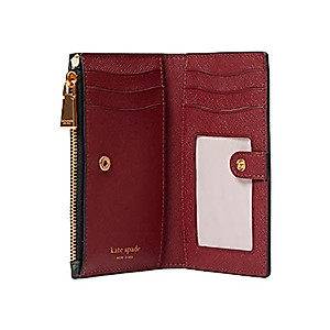 Kate Spade New York Morgan Rose Garden Printed Saffiano Leather Small Slim Bifold Wallet Black Multi One Size