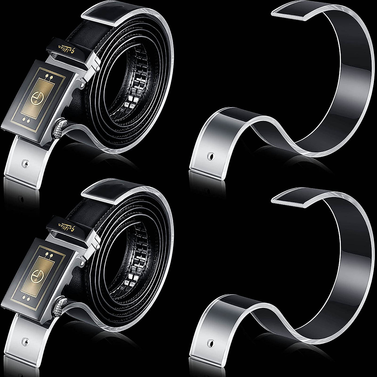 Acrylic Belt Display Stand Acrylic Belt Holder Clear Belt Organizer Belt Display Case Space Saver Case for Men and Women Belt, Store Display or Home Use (10 Pieces)