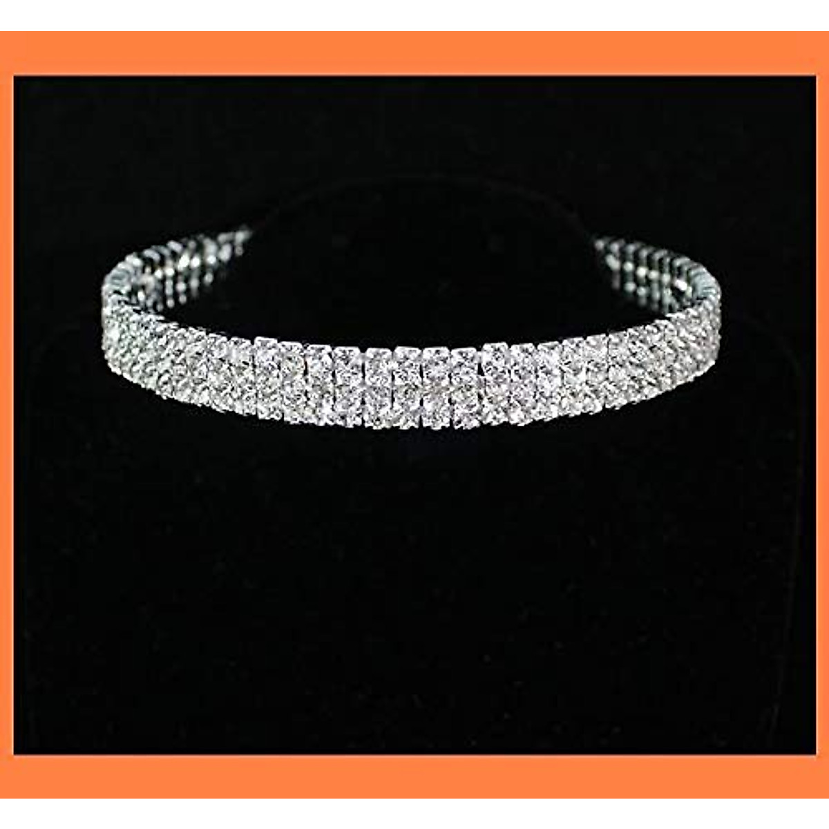 Janefashions 3-row Three-Row Clear Austrian Rhinestone Crystal Choker Necklace Collar Dance Party Wedding Prom Gold or Silver N175 (Silver)