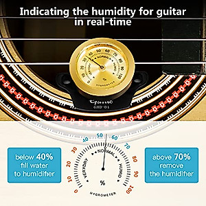 Guitar Humidifier - Guitto 2-in-1 Humidity Care System for Acoustic Guitar Humidifier Hygrometer GHD-01