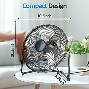 BEESTAR Floor Fan,3-Speed Portable Metal Fan, Fan Quiet for Home, High Velocity Floor Fan with Adjustable Tilt for Home Office Bedroom,Black (9 INCH)