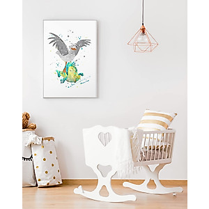 Scuttle and Flounder Print, Watercolor, Nursery Wall Poster, Holiday Gift, Kids and Children Artworks, Digital Illustration Art