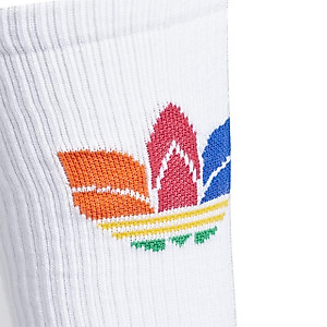 adidas Originals Mixed Graphics Cushioned Crew Socks (3-Pair) -Discontinued, White/Black/Energy Orange, Large