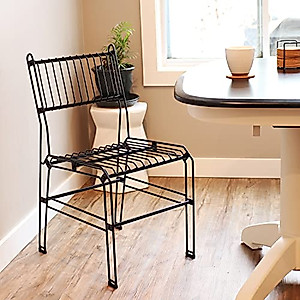 Sunnydaze Modern Wire Armless Dining Chair - Indoor/Outdoor Steel Wire Furniture for Patio, Sunroom, Deck, or Living Room - Black - 23.75-Inch H