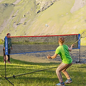 Lineslife Portable Adjustable Height Badminton Net with Stand, 13ft Wide Foldable Nylon Net, Included Carry Bag, Easy to Assemble for Pickleball Tennis Badminton, Backyard Court and Indoor Outdoor Use