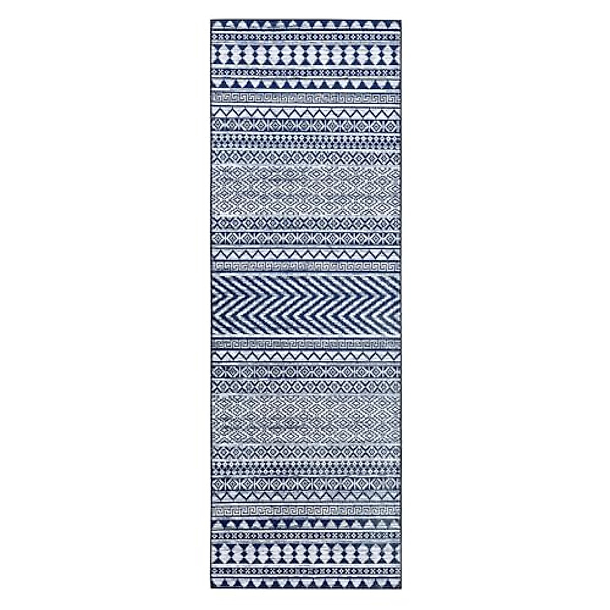 GAOMON 2' x 12' Runner Rug Extra Long Hallway Runner Rug Washable Indoor Runner Rug Non-Slip Kitchen Runner Rug Geometric Runner for Living Room Bedroom Laundry, Navy 2'x12'
