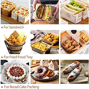 100Pcs Wax Paper Sheets for Food, Basket Liners Food Picnic Paper Sheets Greaseproof Deli Wrapping Sheets, 7 x 7 Inch (Pure white)