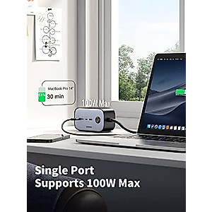 UGREEN 100W USB C Charging Station, DigiNest Pro GaN Power Strip with USB C, Desktop Charging Station with 3 AC, 3 USB C and 1 USB A, 6ft Extension Cord, for iPhone 14 Galaxy S23 iPad Air MacBook Pro
