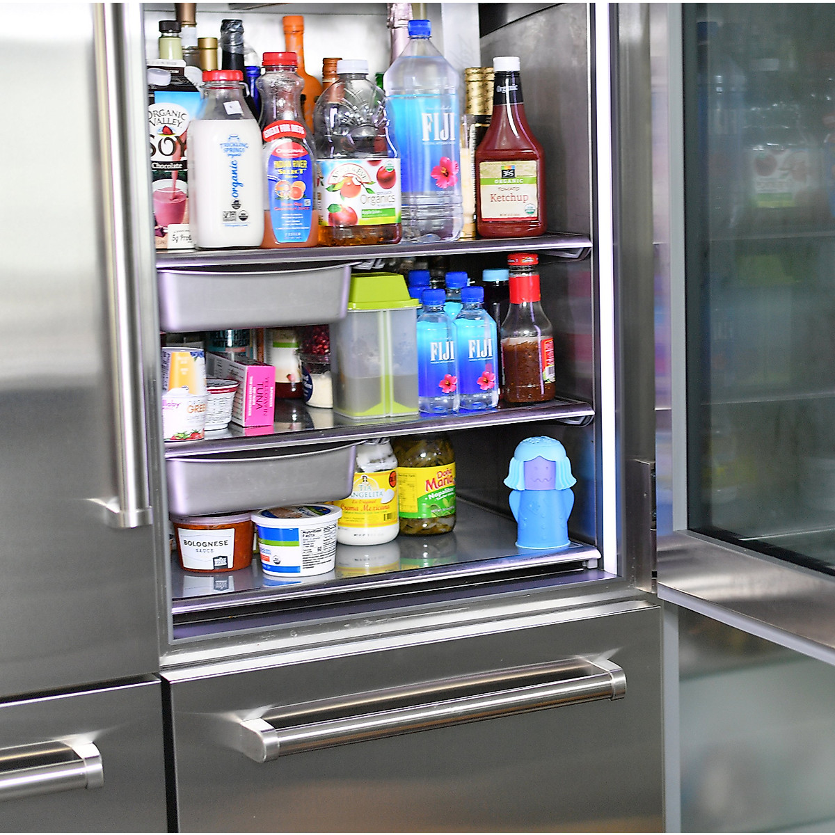 Home-X - Cool Mama Fridge and Freezer Odor Absorber & Freshener, Add Baking Soda to Absorb Funky Odors in the Refrigerator, Blue