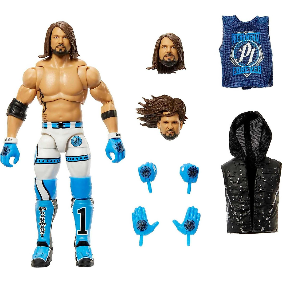 Mattel WWE AJ Styles Ultimate Edition Action Figure with Interchangeable Accessories, Articulation & Life-Like Detail, 6-inch