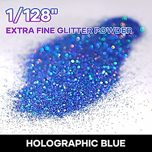 HTVRONT Holographic Extra Fine Glitter - 200g/7oz Royal Blue Glitter for Crafts, 0.2mm Ultra Fine Glitter for Resin, Iridescent Glitter Powder for Nails, Tumblers, Cosmetic, Craft Glitter Shaker Jar