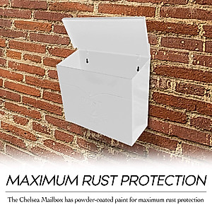 NACH Mailboxes for Outside Wall Mount, 11.5 x 5 x 13 inches, White Mailbox for Door, Waterproof Mailbox for Outside - The Chelsea Mailbox