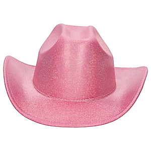 Mealah Holographic Western Cowboy Hat for Women - Sparkly Cowgirl Hat for for Wedding Music Costume Party(M-L) Rose Pink