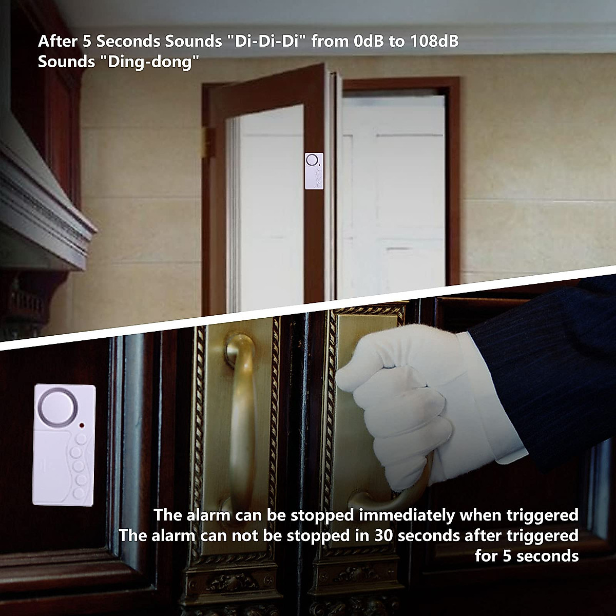 JOJOCY Freezer Door Alarm When Left Open,Fridge Door Alarm with Delay Upgrade 3/15/30/60 Seconds Security, Adjustable Delay Wireless Fridge Alarm Door Open Chime Refrigerator Wireless Alert (2)