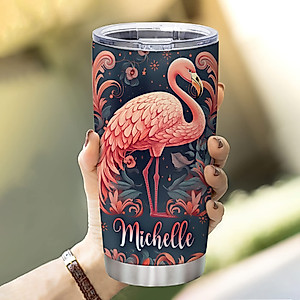 Hyturtle Personalized Gifts For Flamingo Lover - Be A Flamingo Custom Name Stainless Steel Tumbler 20oz With Lid - Idea Bird, Animal lover Gift For Women Girl On Birthday, Christmas