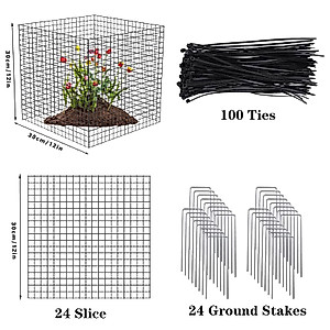 Small Wire Plant Protectors, 6 Pack Square Plant Protectors from Animals Mesh Plant Cage Chicken Wire Cover for Protect Plants, Garden,Shrubs and Vegetables from Animals(12x12 in)