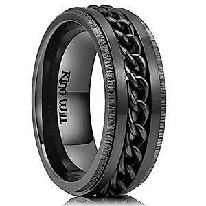 King Will INTERTWINE 8mm Spinner Ring Black Stainless Steel Fidget Ring Anxiety Ring For Men