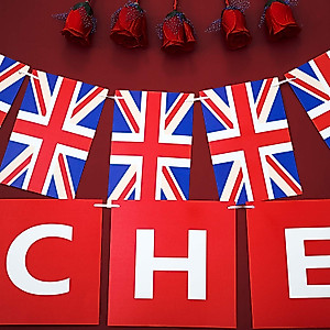 2 Pieces British Party Garland Cheers British Banner Garland UK Flag Pennant Banner for Hanging Coronation Union Jack Party Decoration