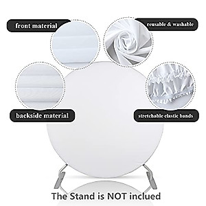 Canessioa 7.2x7.2ft White Round Backdrop Solid White Round Backdrop Cover Polyester Plain White Round Backdrop for Photo Shoot Adult Kid Birthday Party Baby Shower Wedding Decoration Supply