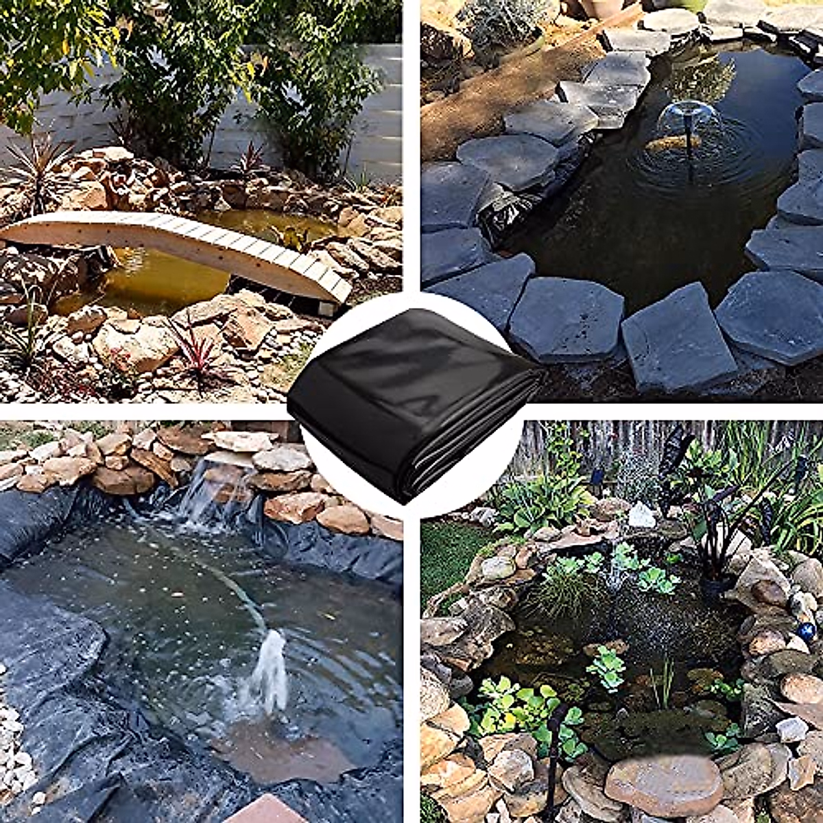 Inslat 20 Mil Pond Liner, 7x10 Ft Pond HDPE Skins Small Fish Pond Liners Rubber Pond Tarp Easy Cutting Underlayment for Fountains, Waterfall & Water Gardens