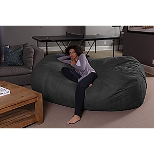 Sofa Sack - Plush Bean Bag with Super Soft Microsuede Cover - XL Memory Foam Stuffed Lounger Chairs for Kids, Adults, Couples - Jumbo Furniture - Charcoal 7.5'