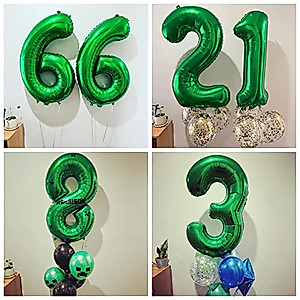 Number 30 Dark Green Balloons 40 Inch Giant Green 30 Numer Foil Helium Balloons for 30th Green Birthday Party Supplies 30th Anniversary Events Decorations