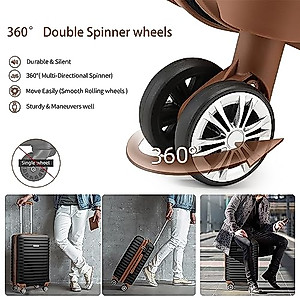 LARVENDER Luggage Sets 4 Piece, Expandable(Only 24"&28") ABS Suitcase with 360° Spinner Wheels, Durable Luggage Sets Clearance Carry On Luggage Suitcase Set For Women Men, Black