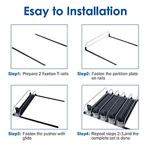 BUDO Drink Dispenser for Fridge, Soda Can Self-Pushing Organizer, Adjustable Width Beer Pop Water Bottle Storage for Refrigerator Kitchen Pantry (15inch, 5 Rows)