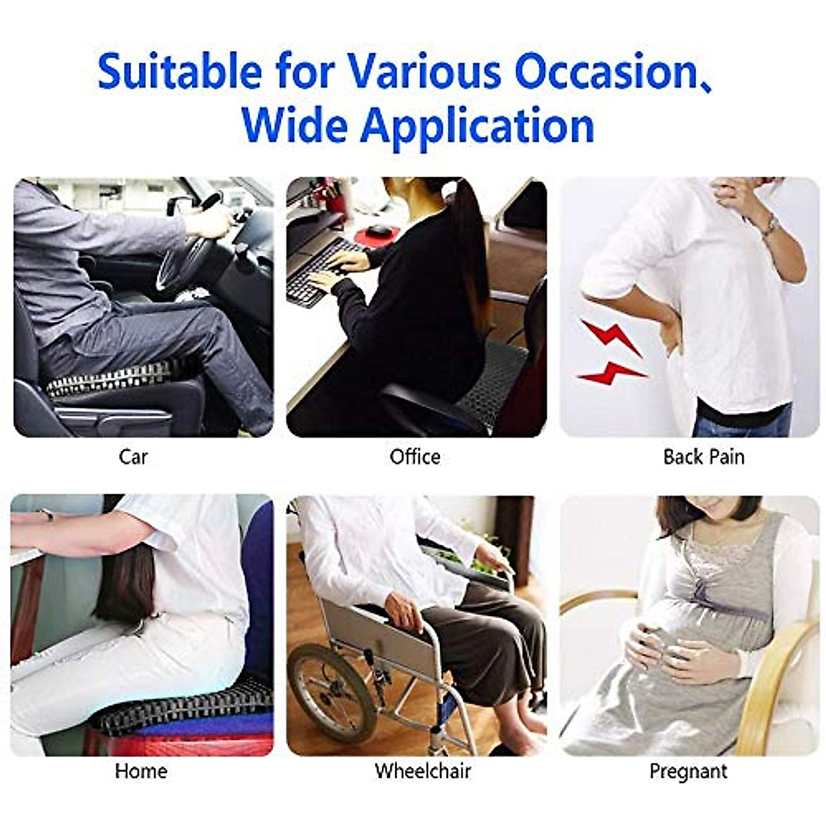 2021The Newest Gel Seat Cushion,with Non-Slip Cover,Help in Relieving Back Pain & Sciatica Pain,Seat Cushion for The Car,Office,Wheelchair&Chair (Black)