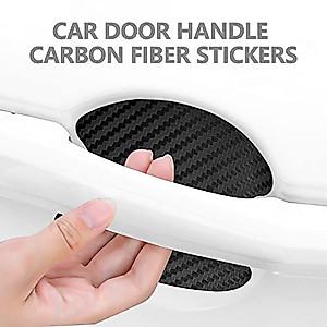 6 PCS Car Door Handle Car Sticker,3D Scratch Resistant Carbon Fiber Wrist Sticker-Traceless Car Door Handle Protective Film,Universal for Most Car Handles (Black)
